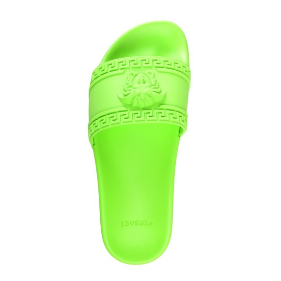 Versace | Shoes | Versace Mens Neon Green Medusa Head Embossed Pool ...